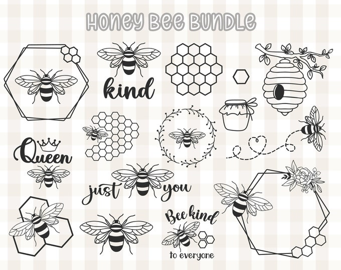Bees and Flowers Cartoon Black and White Bundle 1 120 Digital Line Art ...
