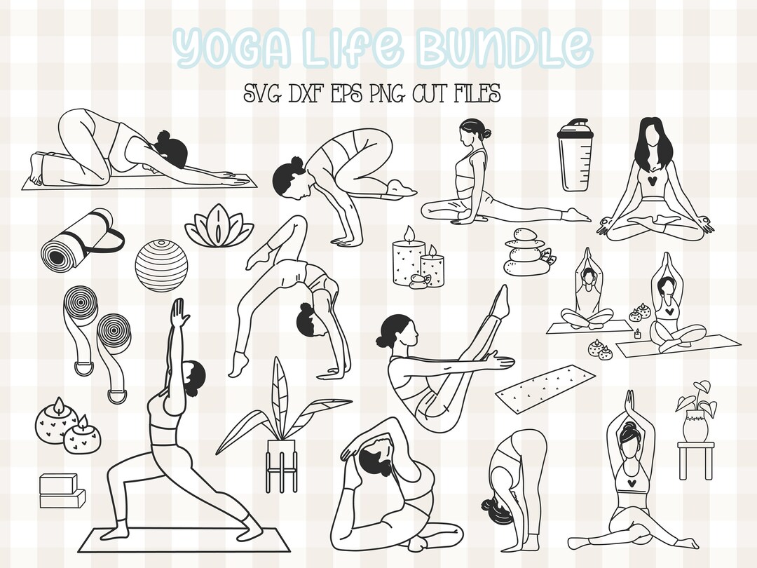 Yoga Bundle Svg Outline SVG Clipart for Cut File Yoga Svg Sign Doodle ...