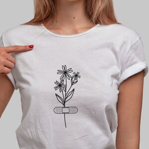 Flower With Bandage Svg Wildflower Svg Bandaid Clipart Flower Svg First ...
