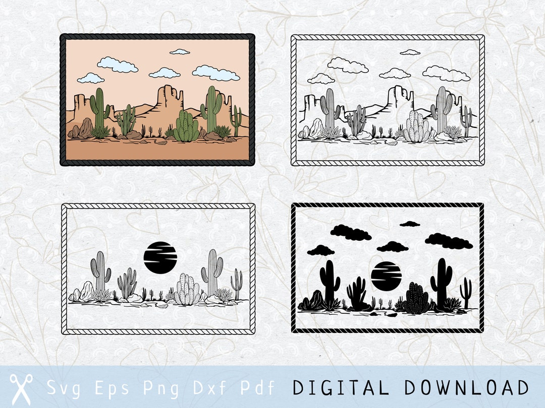 Cactus SVG File Cactus Cut File Desert Scene Svg Cactus Scene Svg ...