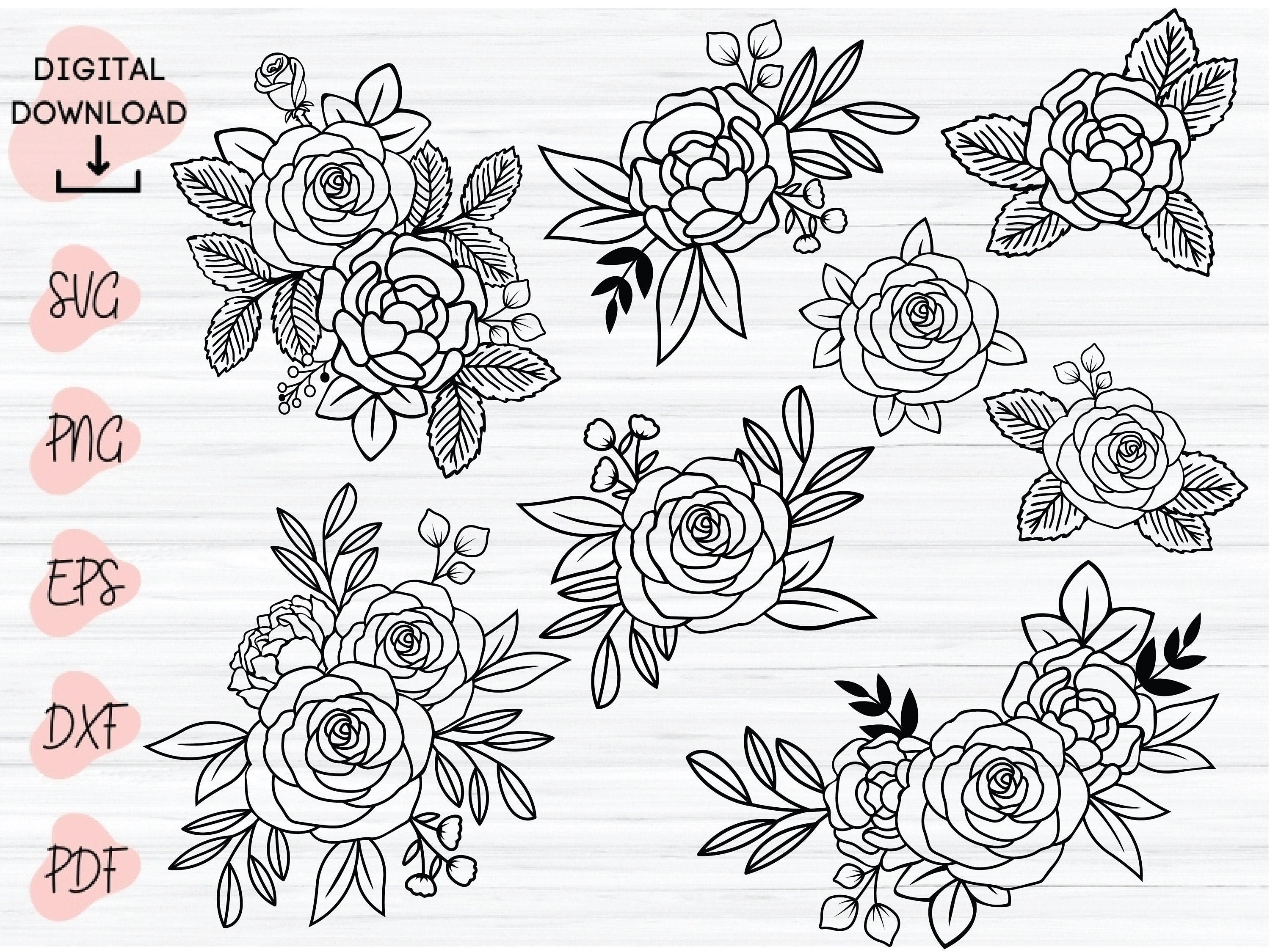 Flower SVG Files Floral SVG Files Flower Cut File Flower - Etsy