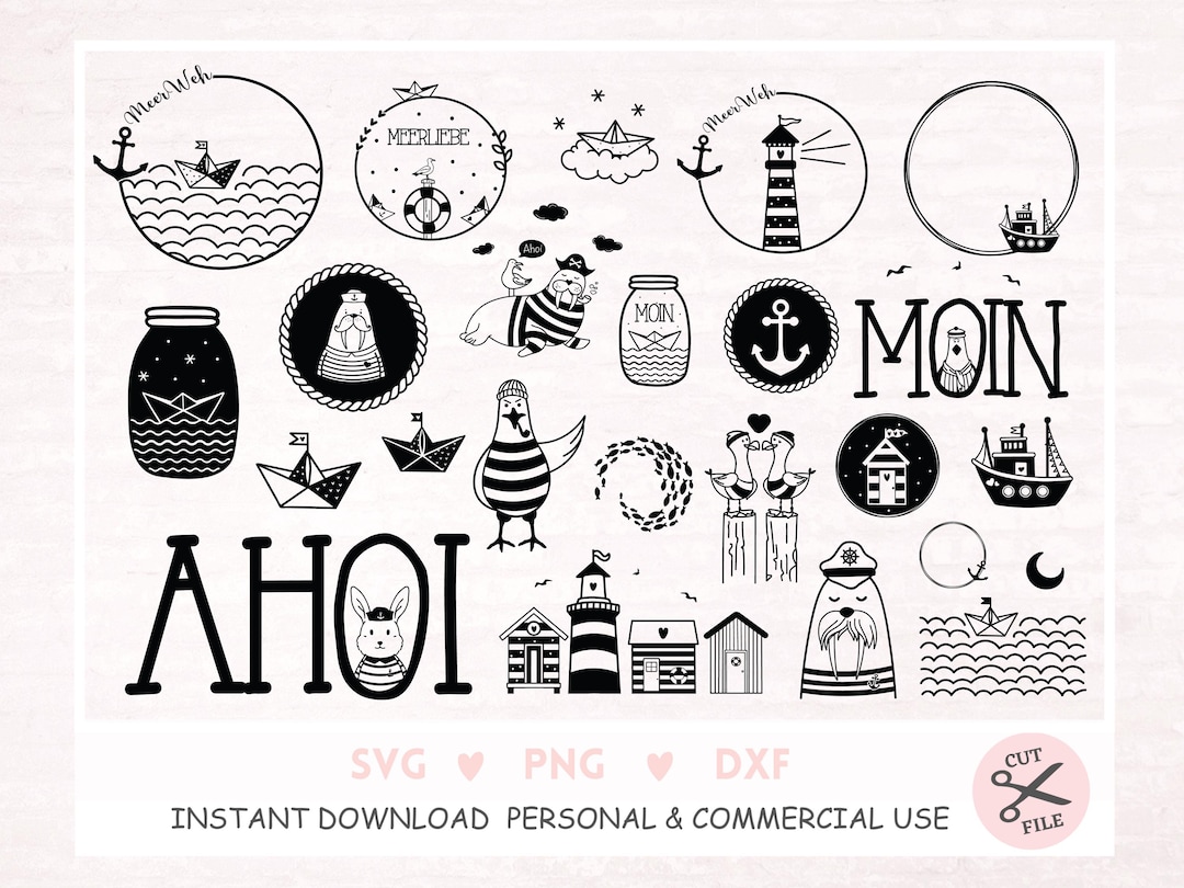 Plotter File Sea Svg Seagull Cutting File Cricut Hello Svg Dxf Maritime ...