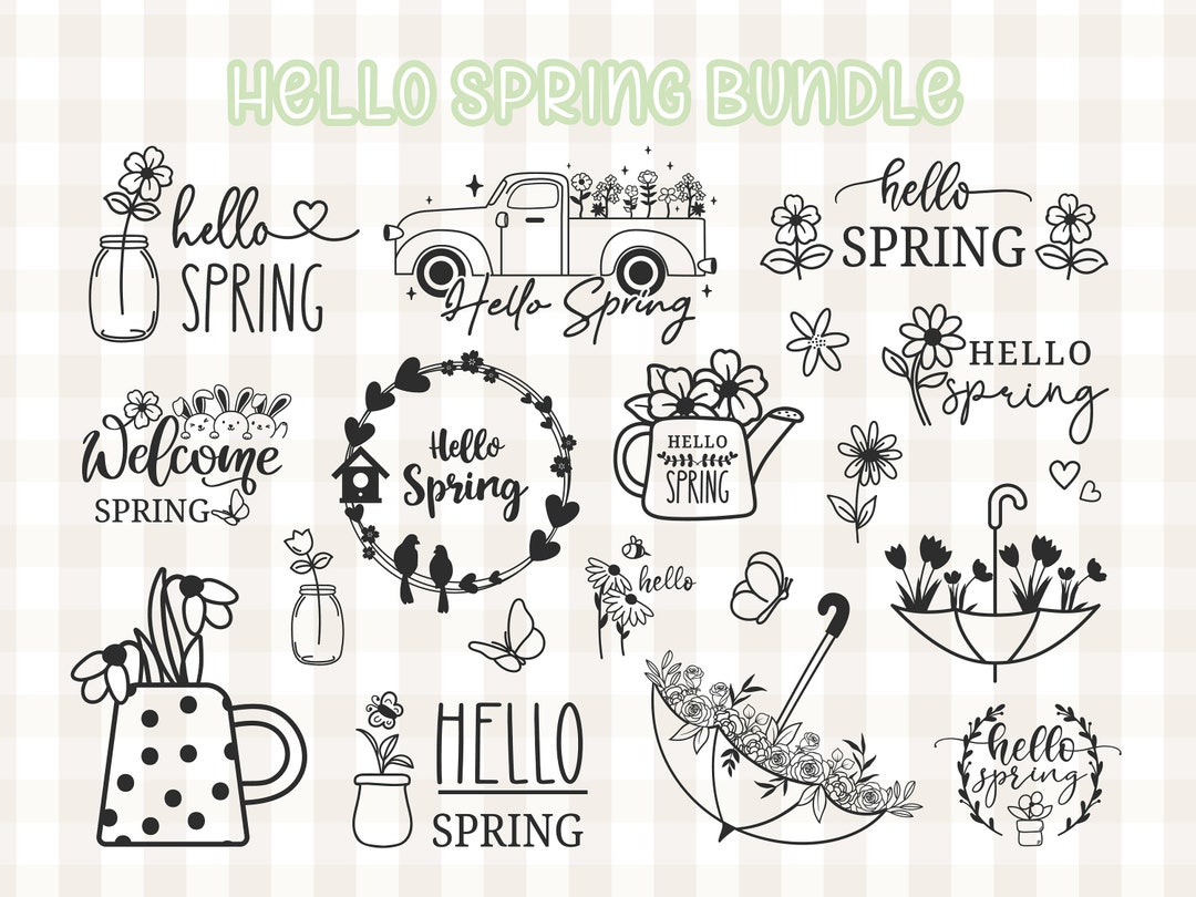 Hello Spring Plotter File SVG Spring Florall Botanical Wreath Cricut ...