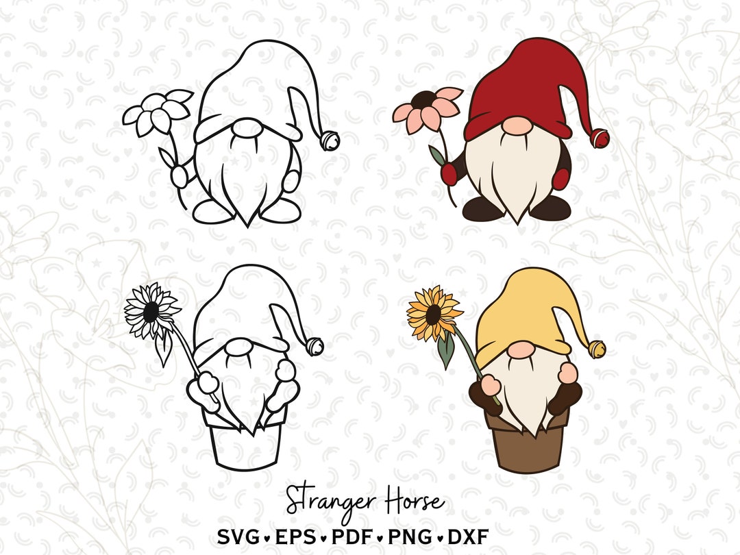 Floral Gnome SVG File Flower Gnome SVG File Gnome Cut File Gnome ...
