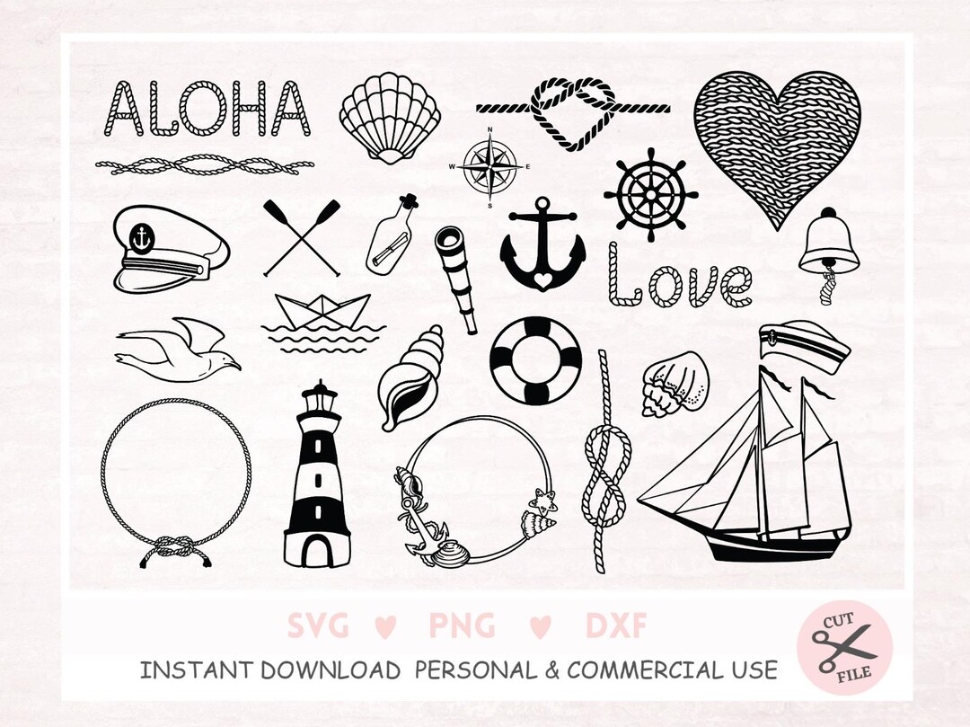 Nautical Maritime SVG Nautical Walle Bundle Nautical Clipart Nautical ...