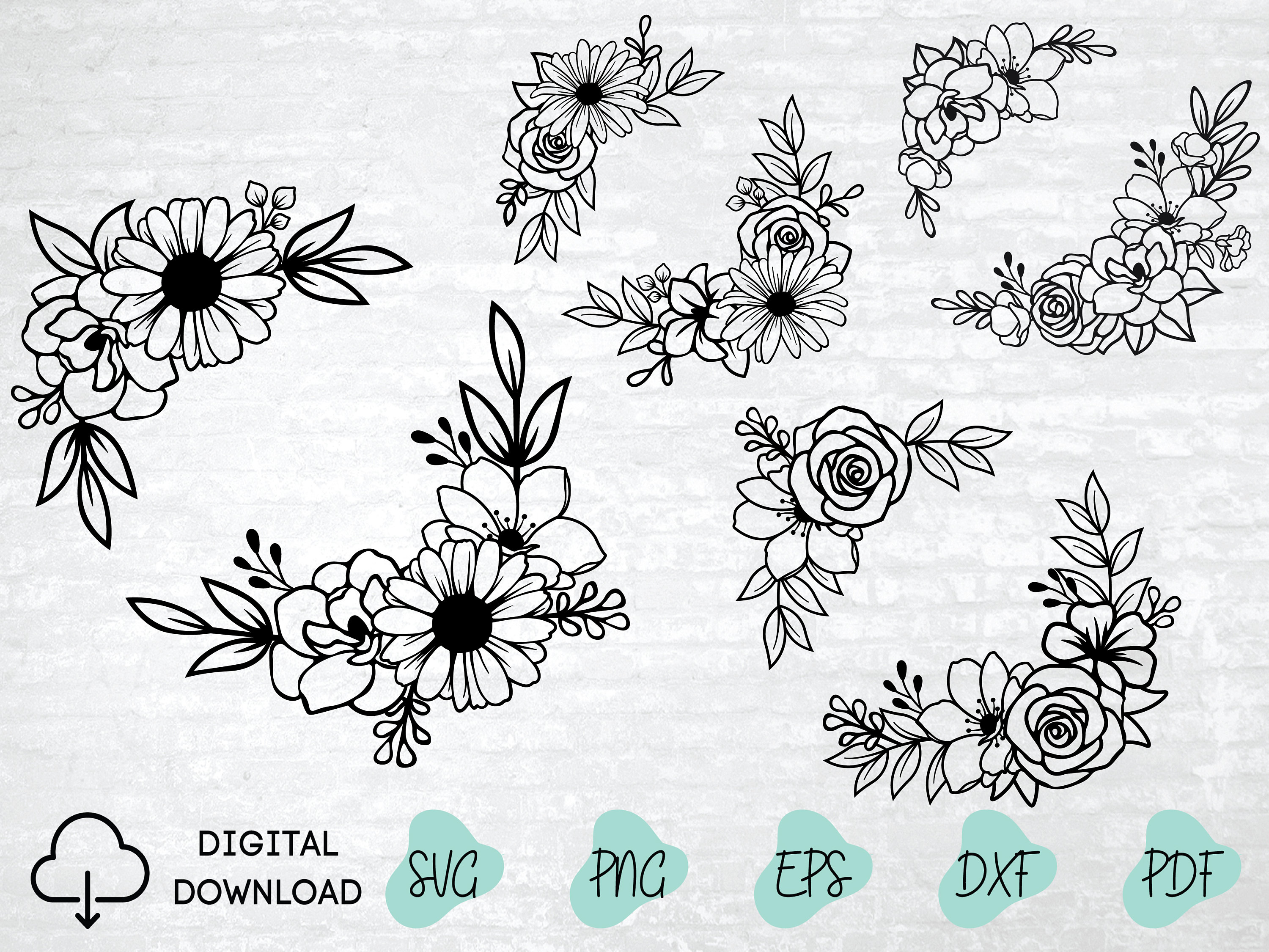 Flower SVG Files Floral SVG Files Flower Cut File Flower - Etsy