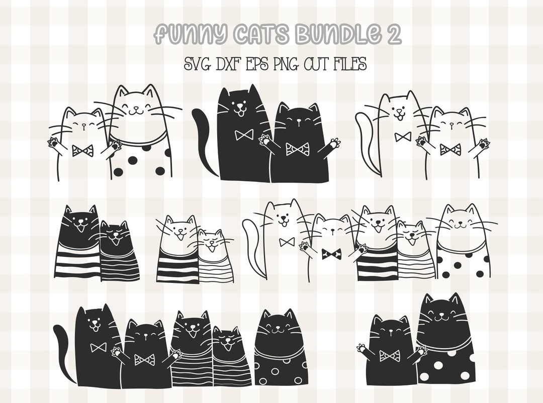 Cute Cats Plotter File SVG DXF PNG Kitty Cats Cricut Brother Canvas Silhouette Download Baby ...