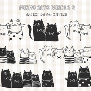 Cute Cats Plotter File SVG DXF PNG Kitty Cats Cricut Brother Canvas Silhouette Download Baby ...