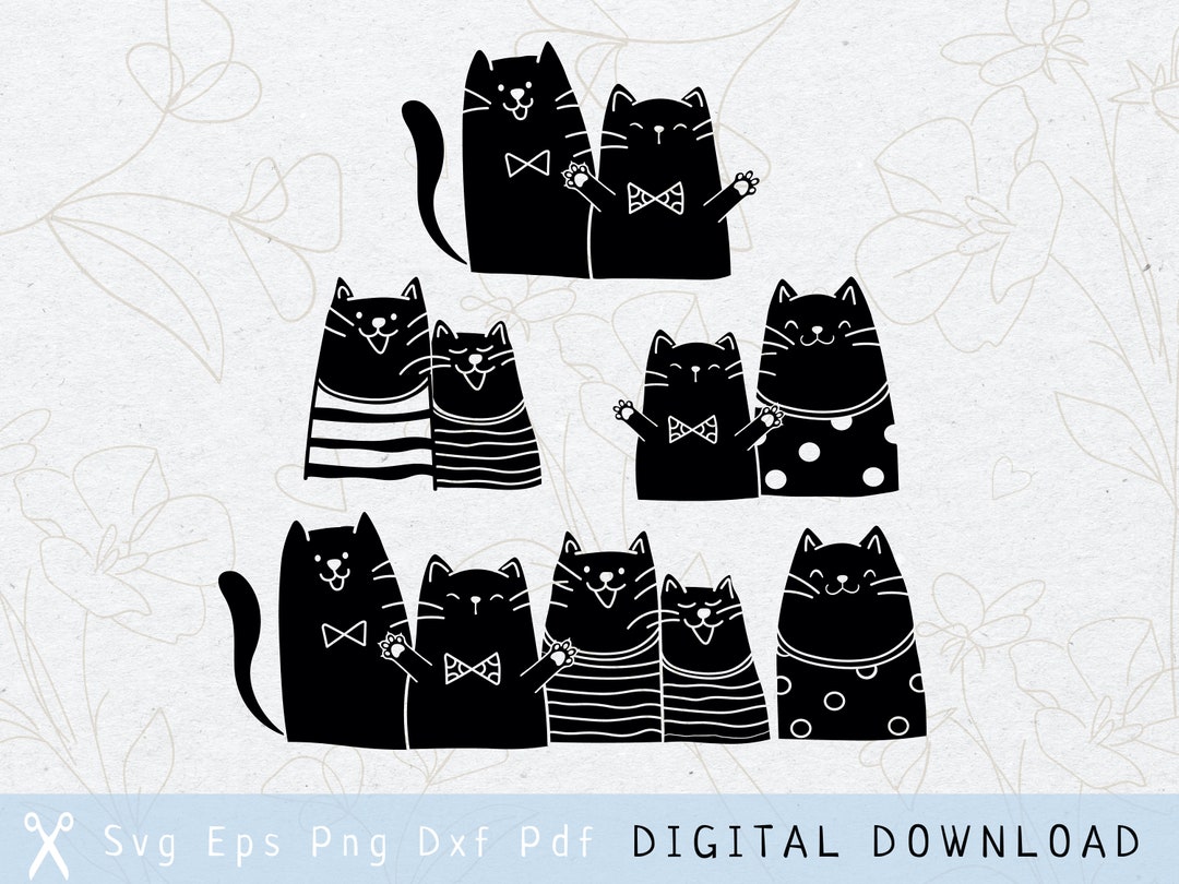 Niedliche Katzen Plotterdatei SVG DXF PNG Kitty Katzen Cricut - Etsy.de