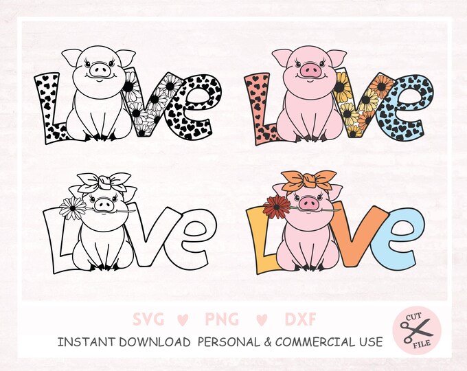 Cute Pig SVG Cut Files, Pigs Clipart, Pig Face Clip Art, Country Farm ...