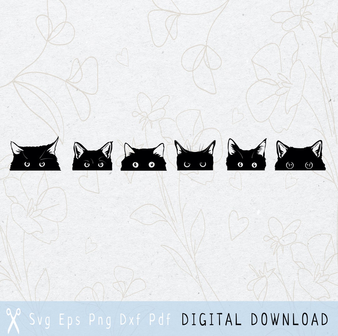Cat SVG Black Cat Svg Peeking Cat Clipart Peeping Cat SVG Cute Cat Svg ...
