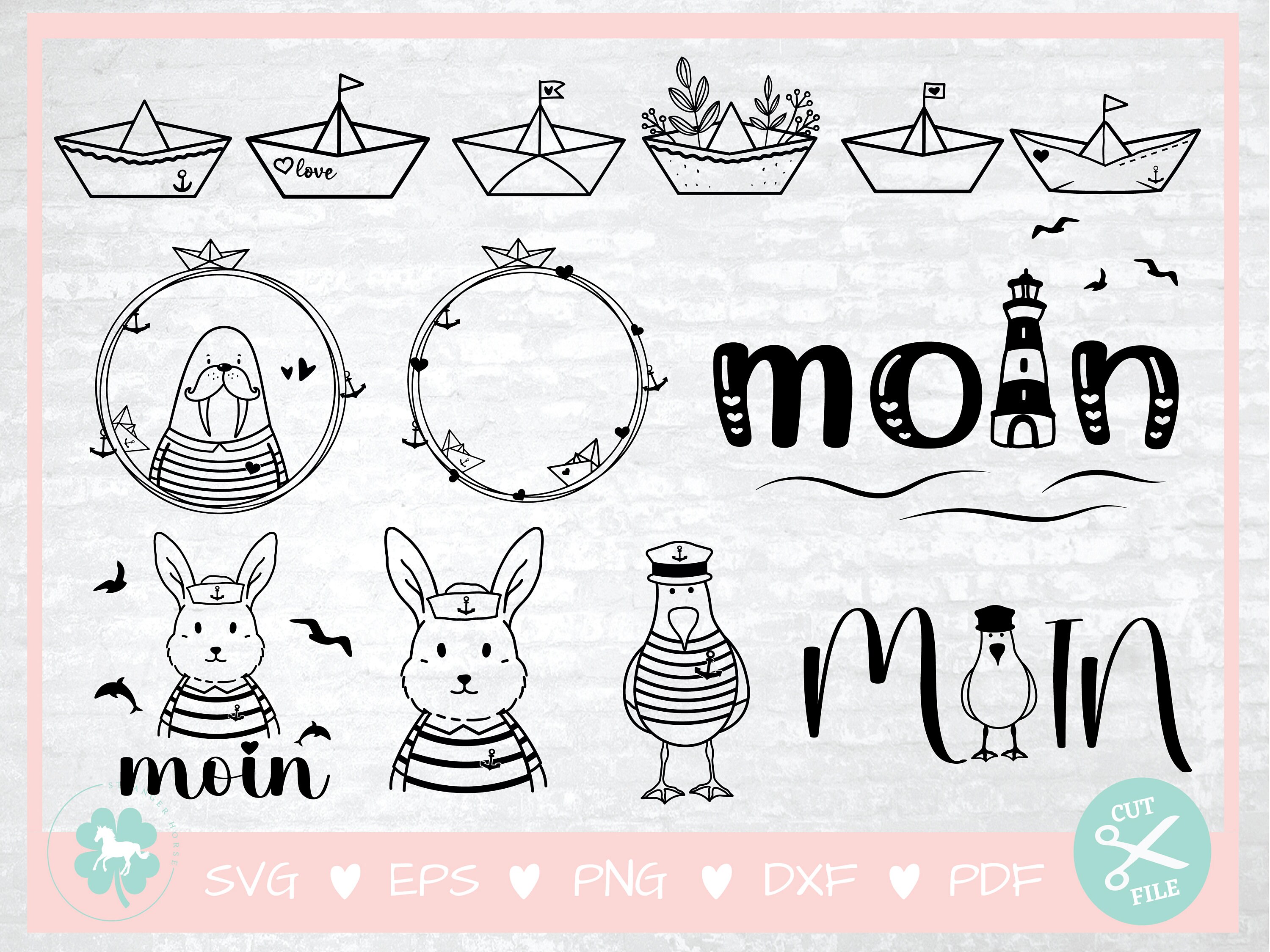 Plotterdatei Maritim Moin als Leuchtturm und Möwen Deutsch - Etsy.de