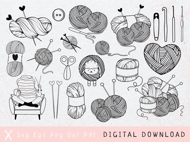 Knitting Svg Crochet Svg Yarn Svg Cut Files for Cricut - Etsy