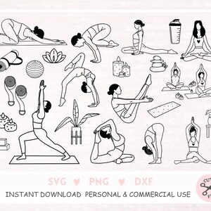 Yoga Bundle Svg Outline SVG Clipart for Cut File Yoga Svg Sign Doodle ...