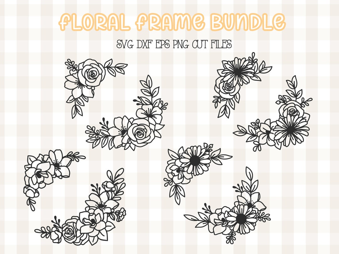 Flower SVG Files Floral SVG Files Flower Cut File Flower Border, Flower ...