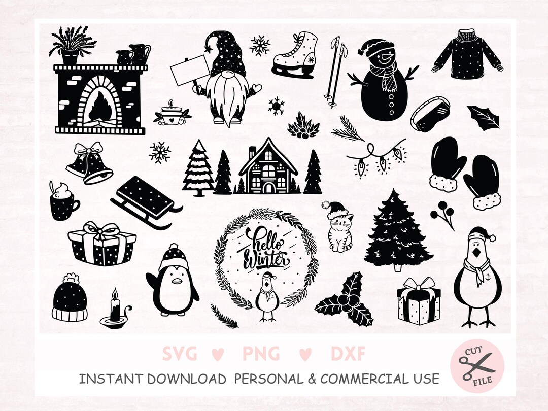 Winter Plotterdatei svg png - Plotterdatei Hello Winter - Schriftzug Weihnachten auf Deutsch ...