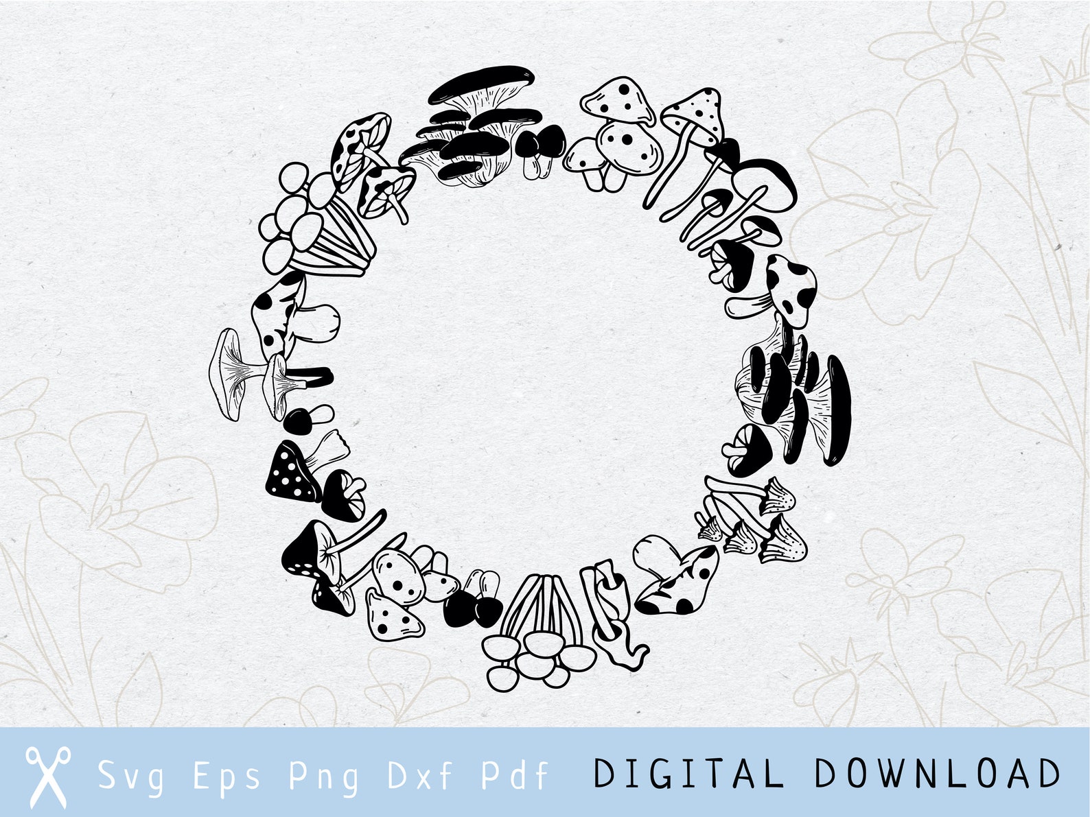 Row of Mushrooms Svg Bundle Mushroom Svg Fungi Clipart Cute - Etsy