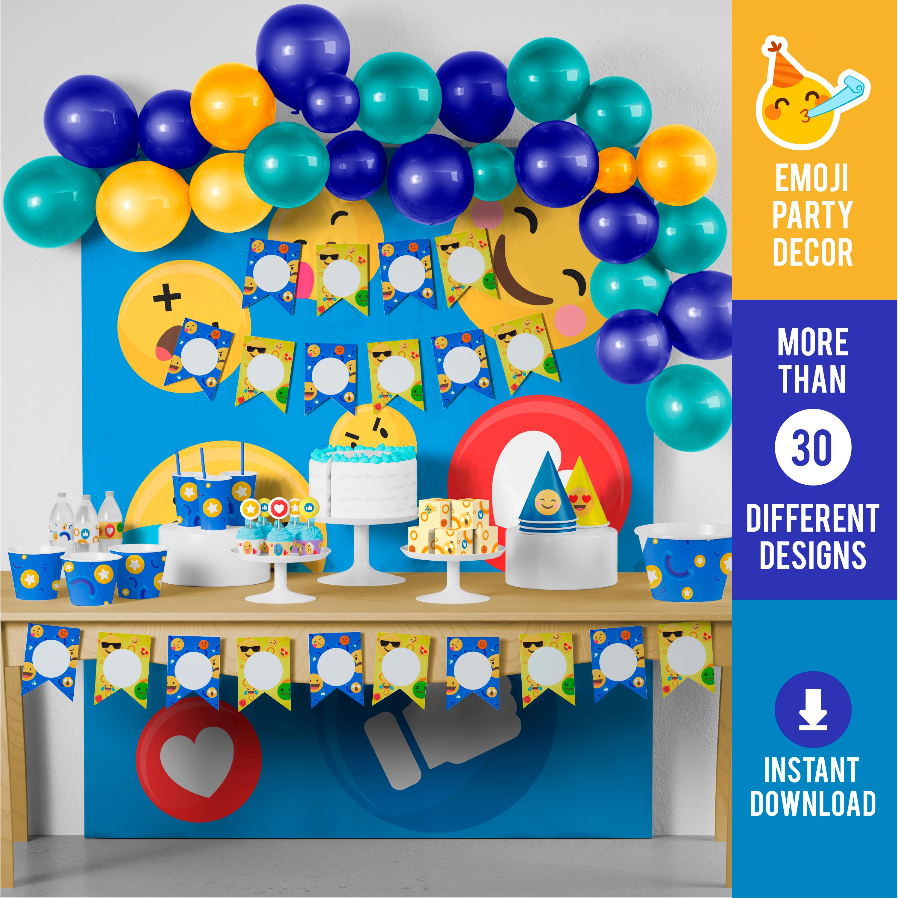Emoji Birthday Party Printable, Outer Space, Emoji Second Birthday, Out ...