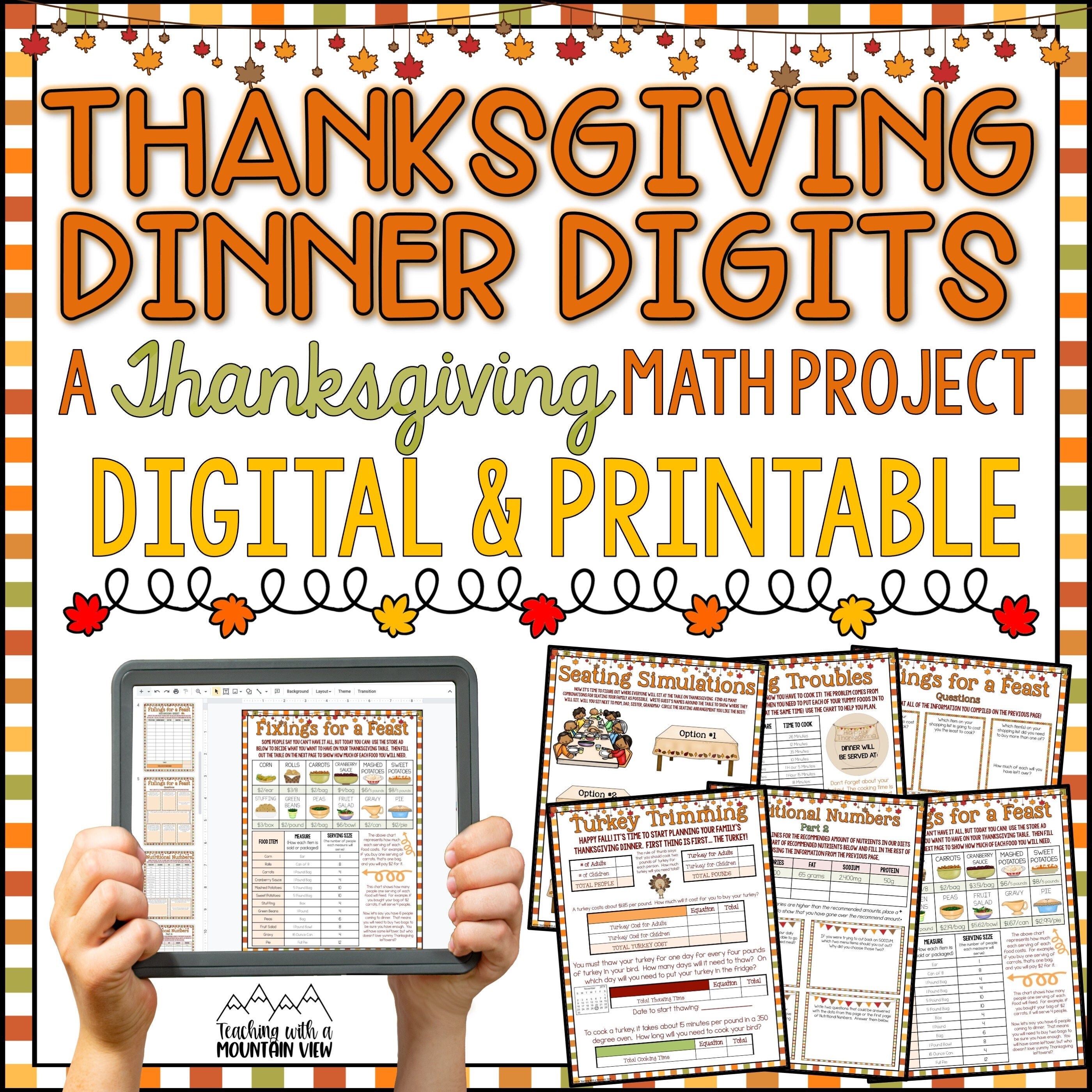 Thanksgiving Math Project Make Thanksgiving Dinner (Download Now) - Etsy