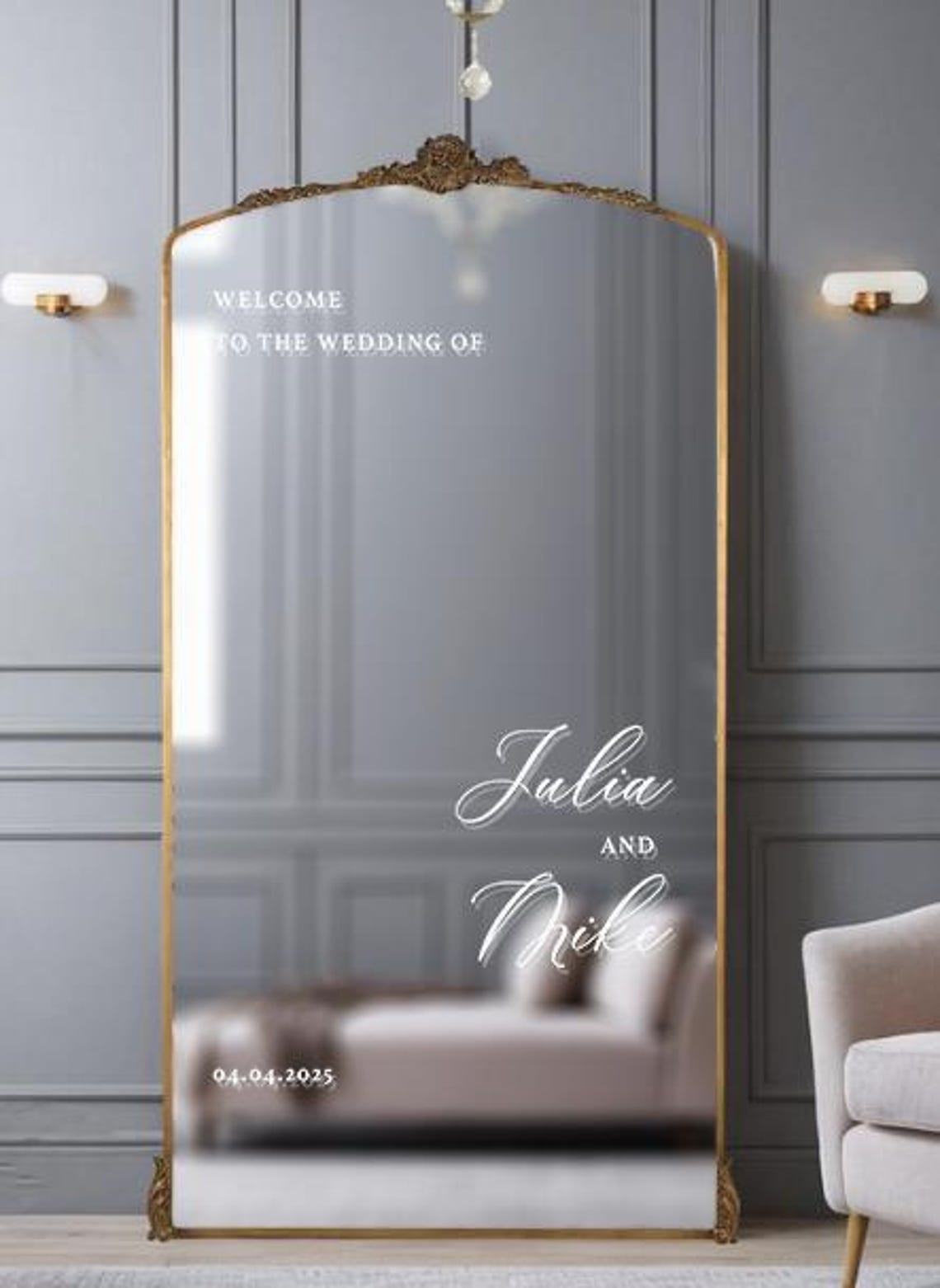 Personalized Wedding Mirror Decal: Elegant Custom Names Sign - Etsy