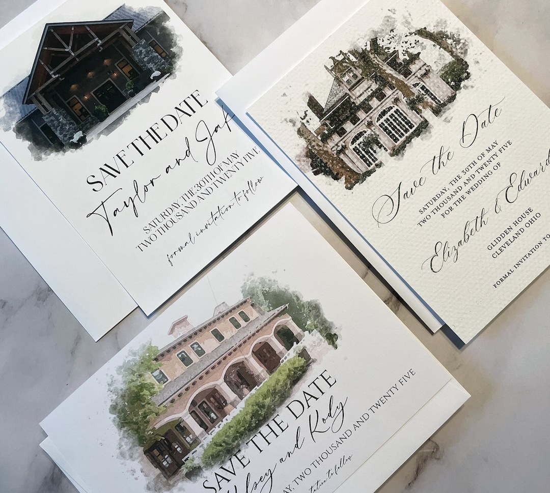 Wedding Venue Save the Date, Custom Save the Date, Watercolor Save the ...