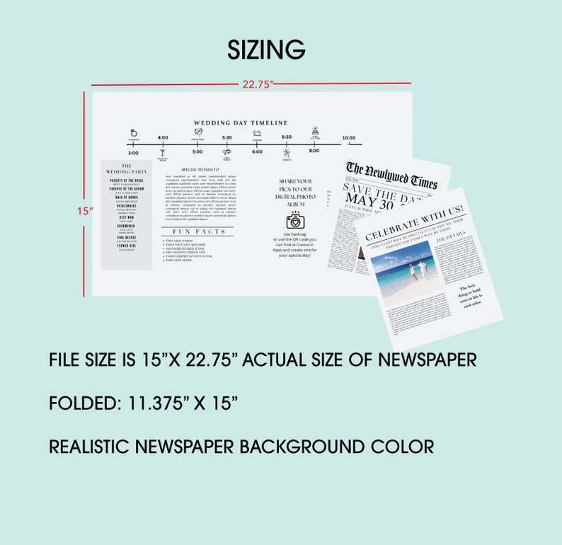 Custom Wedding Newspaper Program Template: Editable Canva Design ...