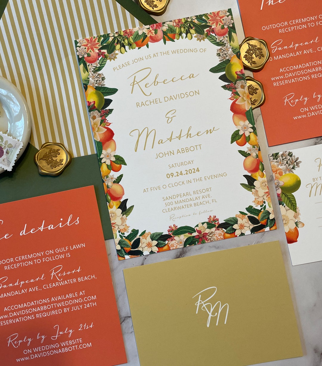 Citrus Wedding Invitation Suite | Wedding Invitation Set | Modern ...