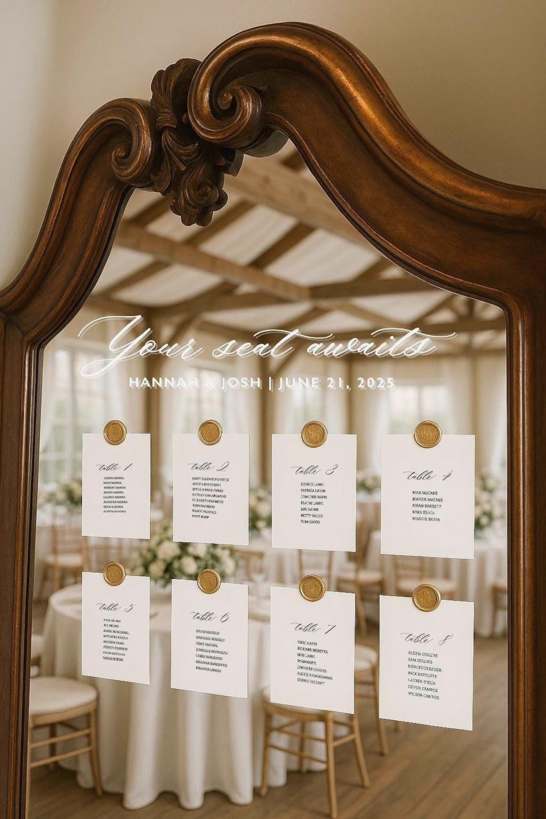 Wedding Mirror Seating Chart Decal: Personalized Vinyl Sign, "your Seat ...