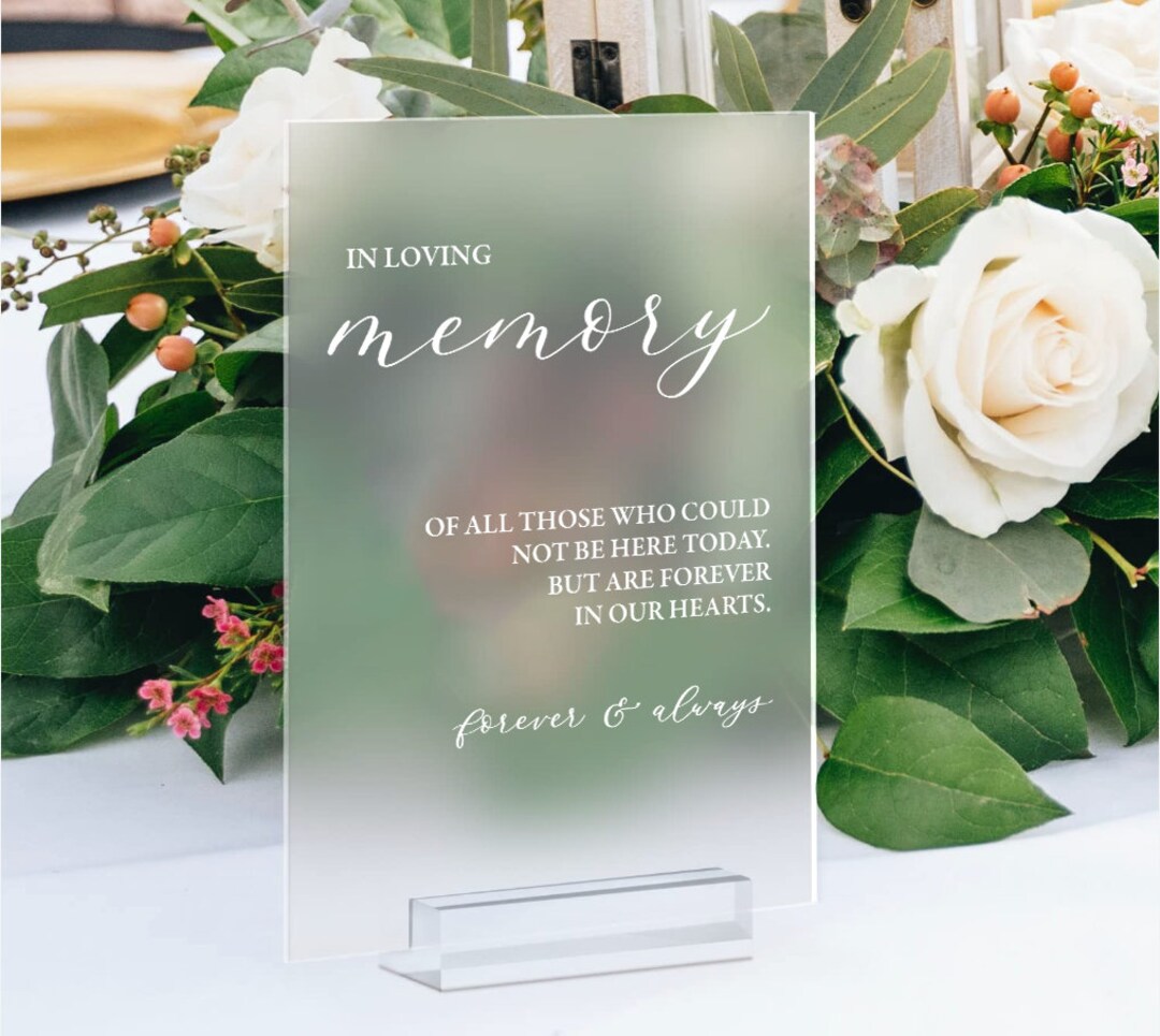 In Memory of Sign Decal - Memory Table - DIY Wedding Decals - in Loving ...