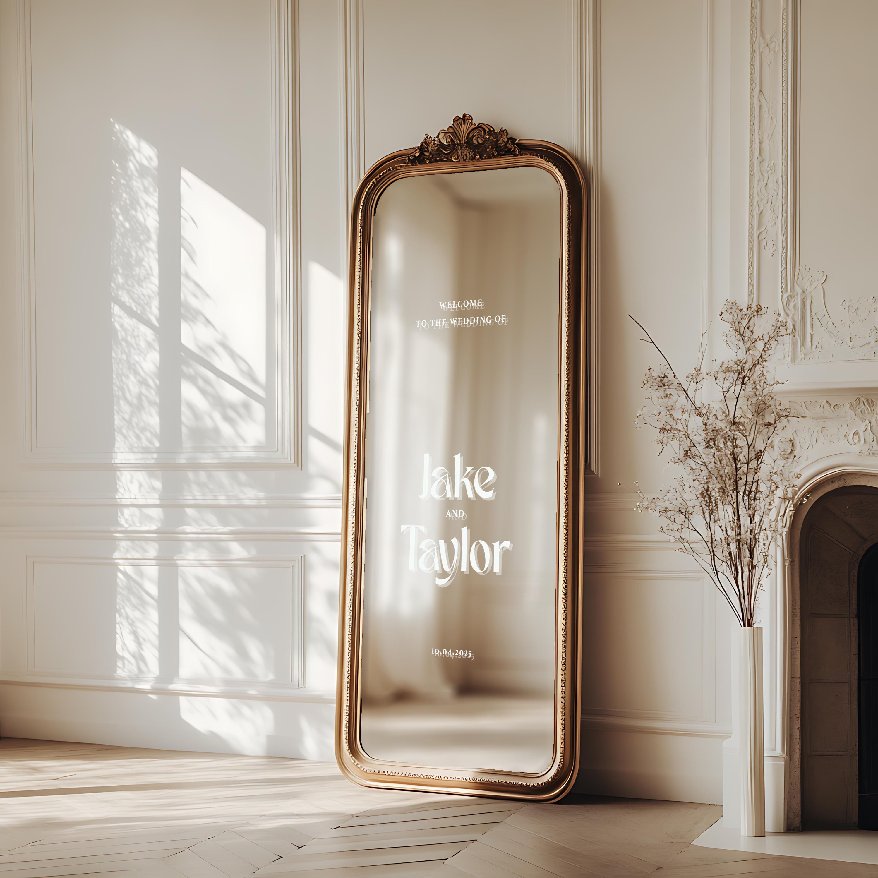 Personalized Wedding Mirror Decal: Elegant Custom Names Sign - Etsy