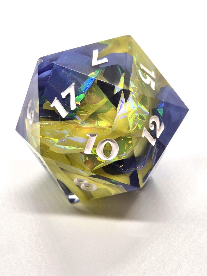 Giant Holo- Chonk D20 Dnd Dice- Sharp Edged Resin Jumbo Dice- 45mm - Etsy