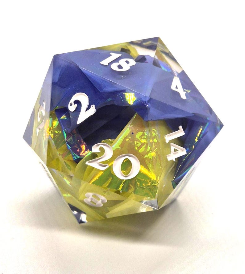 Giant Holo- Chonk D20 Dnd Dice- Sharp Edged Resin Jumbo Dice- 45mm - Etsy