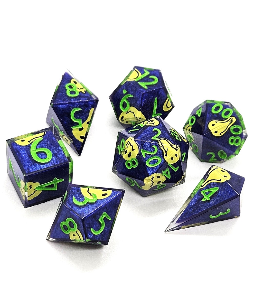 Acid Smile 7pcs Resin Dnd Dice Set Sharp Edged Polyhedral Dice - Etsy