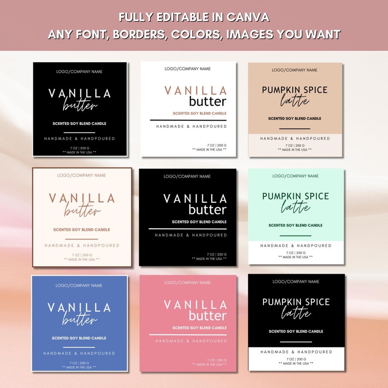 Editable Candle Labels in Canva Template Bundle, Modern Minimalist ...