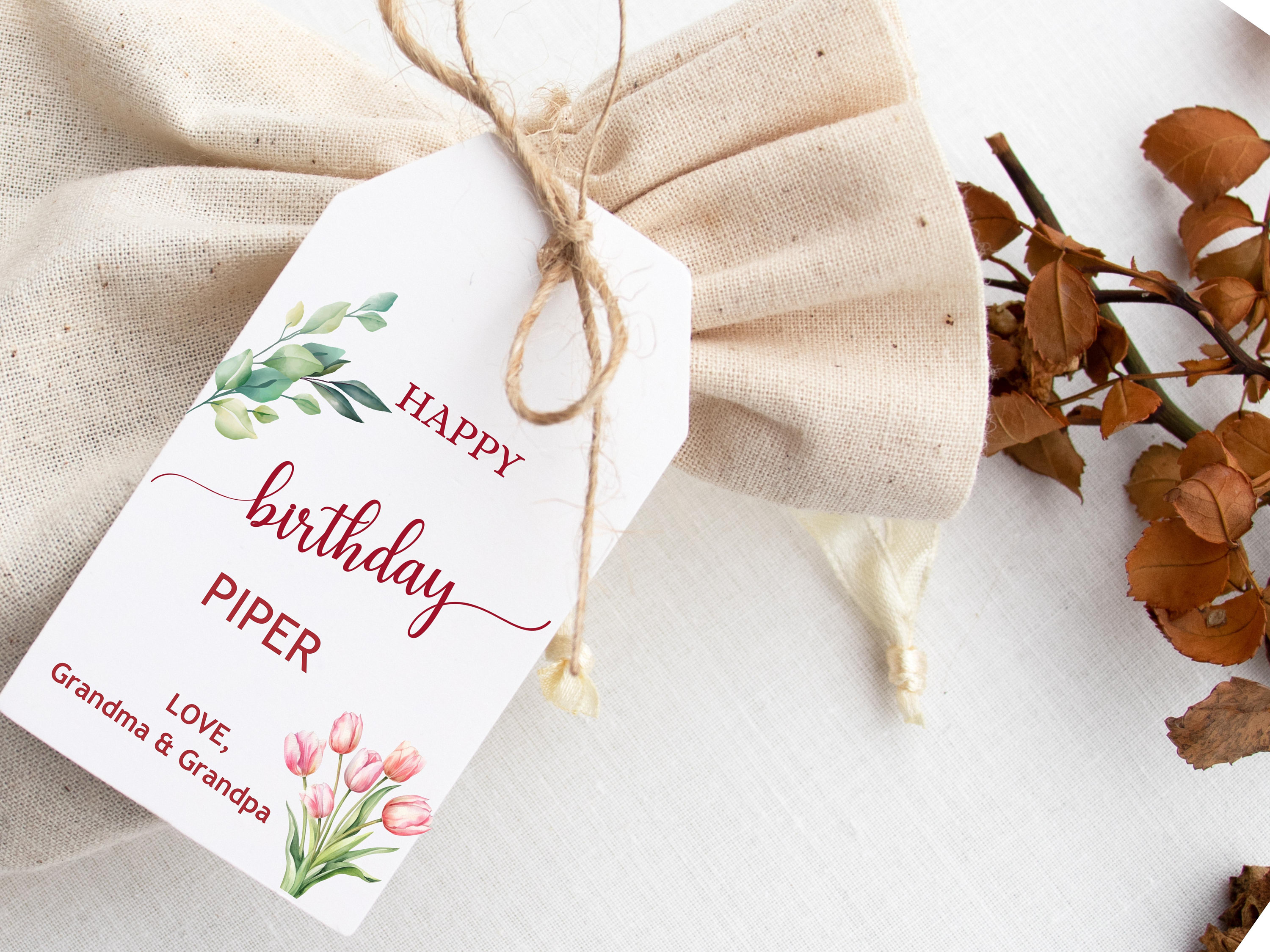 Modern Floral Gift Tags for Christmas and Birthdays, Printable ...
