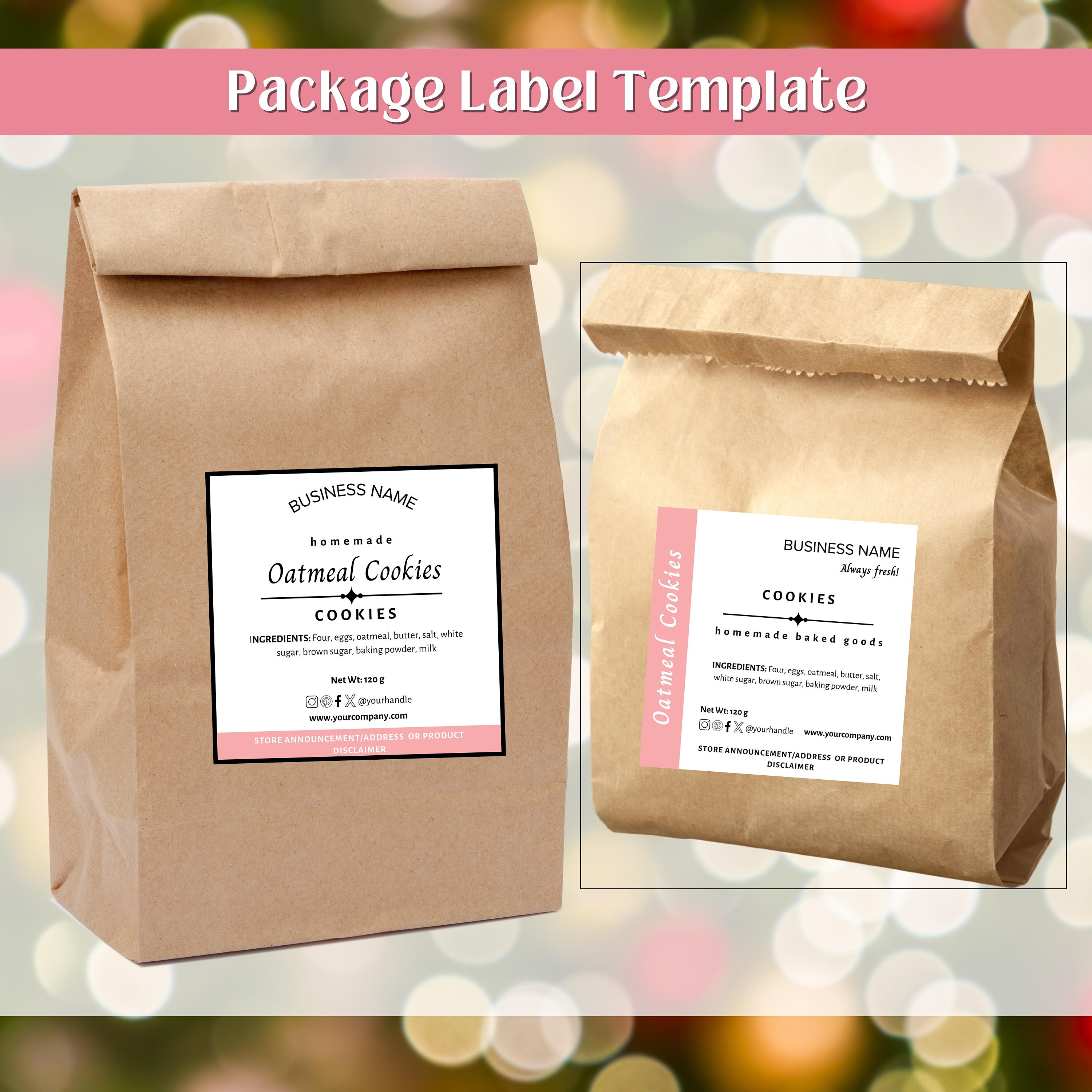 Editable 4x4 Canva Label Templates, Home-baked Goods Label, Cottage ...
