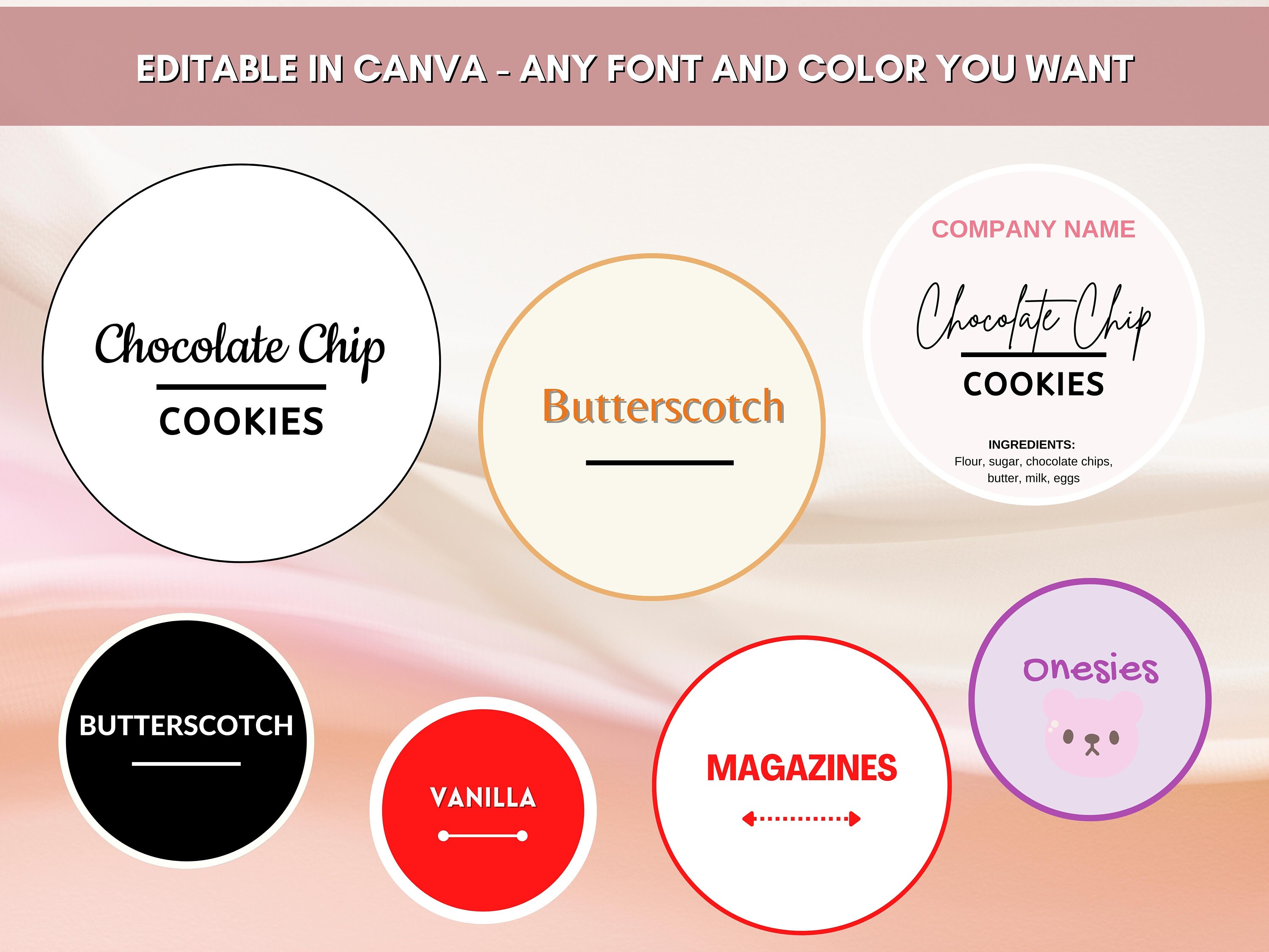 Printable and Editable Round Label Templates, Edit in Canva, 9 Round ...