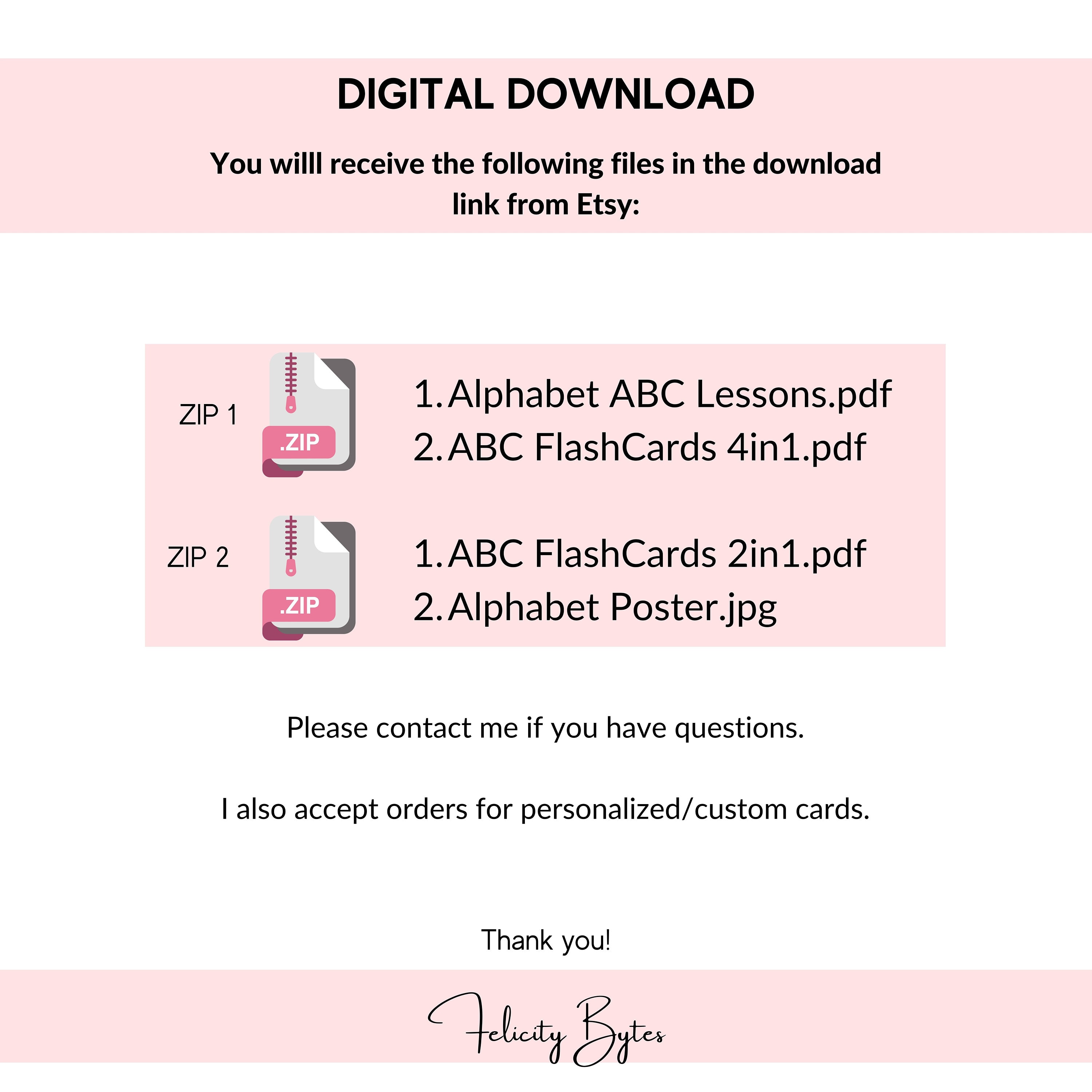 Alphabet Poster and Flash Cards Wall Decor Printable & Digital ABC ...