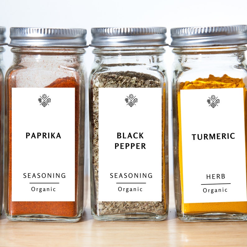 Printable Spice Jar Labels in PDF, Modern Minimalist Spice Labels ...