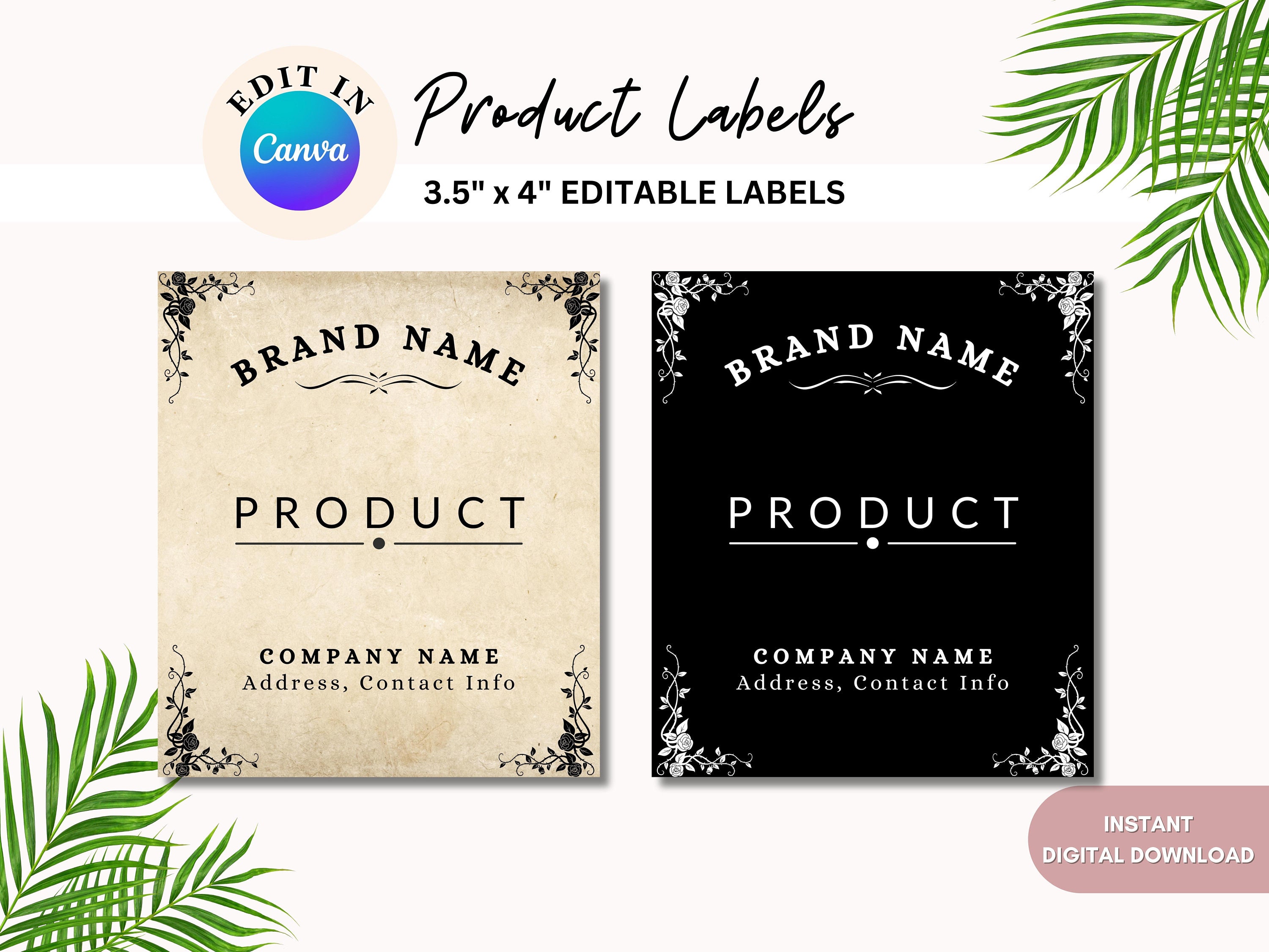 Editable Product Labels, Canva Label Template 3.5 X 4 Inches, Product ...