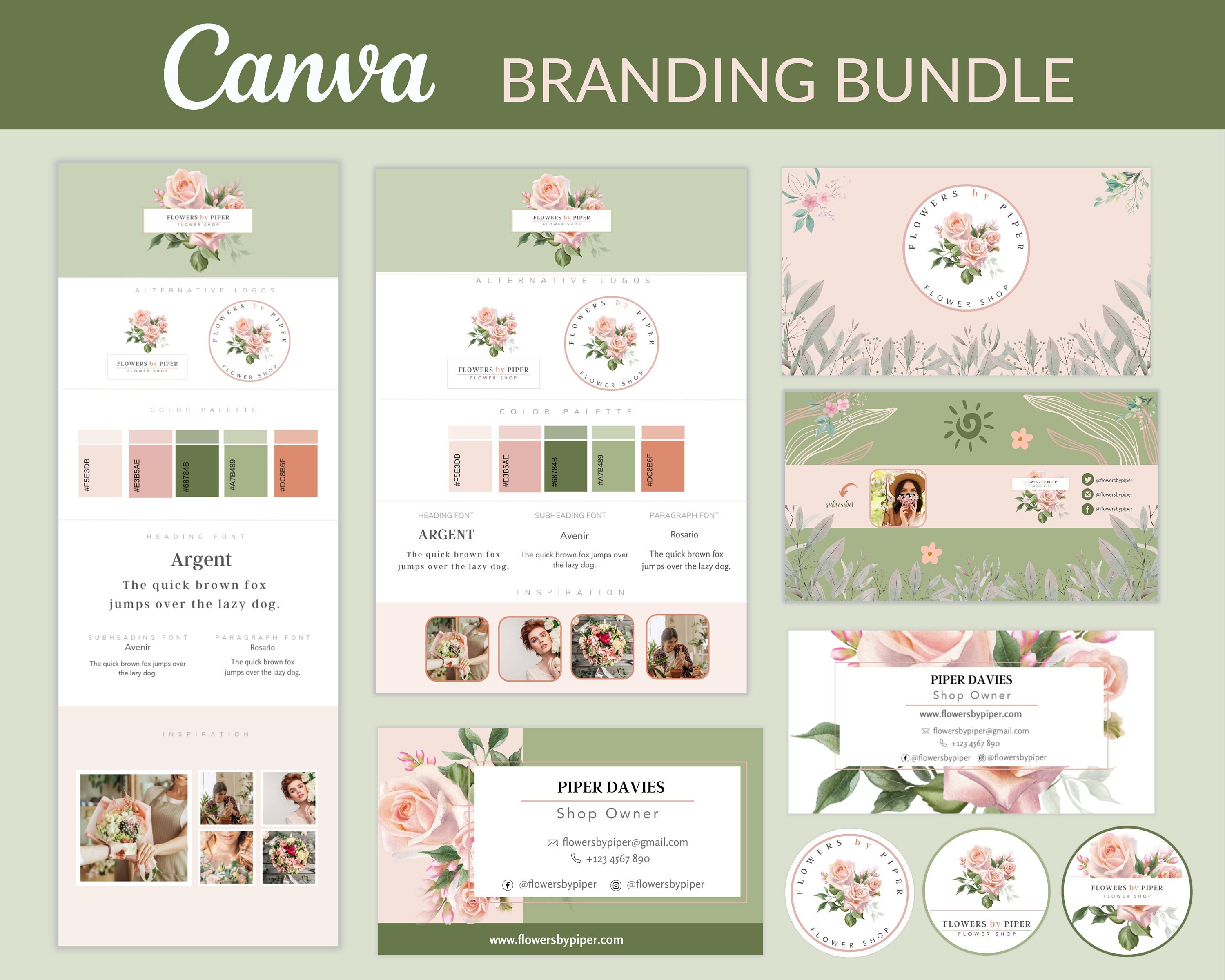 Floral Branding Kit for Flowers Gardens and Weddings, Shops and ...