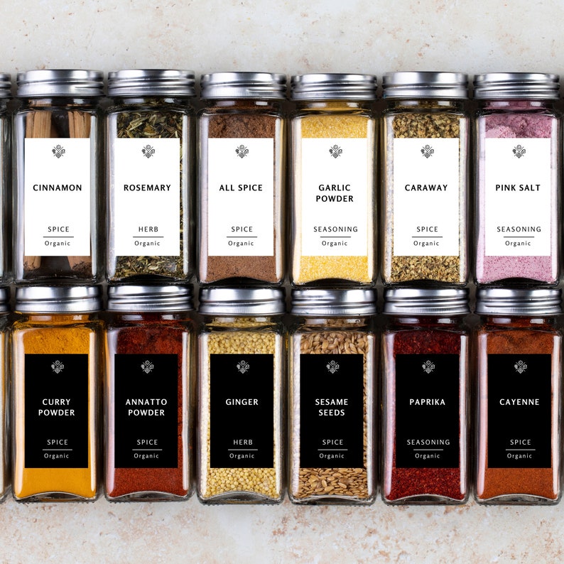 Printable and Editable Spice Jar Labels, Modern Minimalist Spice Label ...