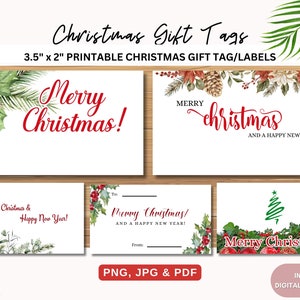 Printable Christmas Gift Tags in Pdf, Png & Jpg, Instant Download Party ...