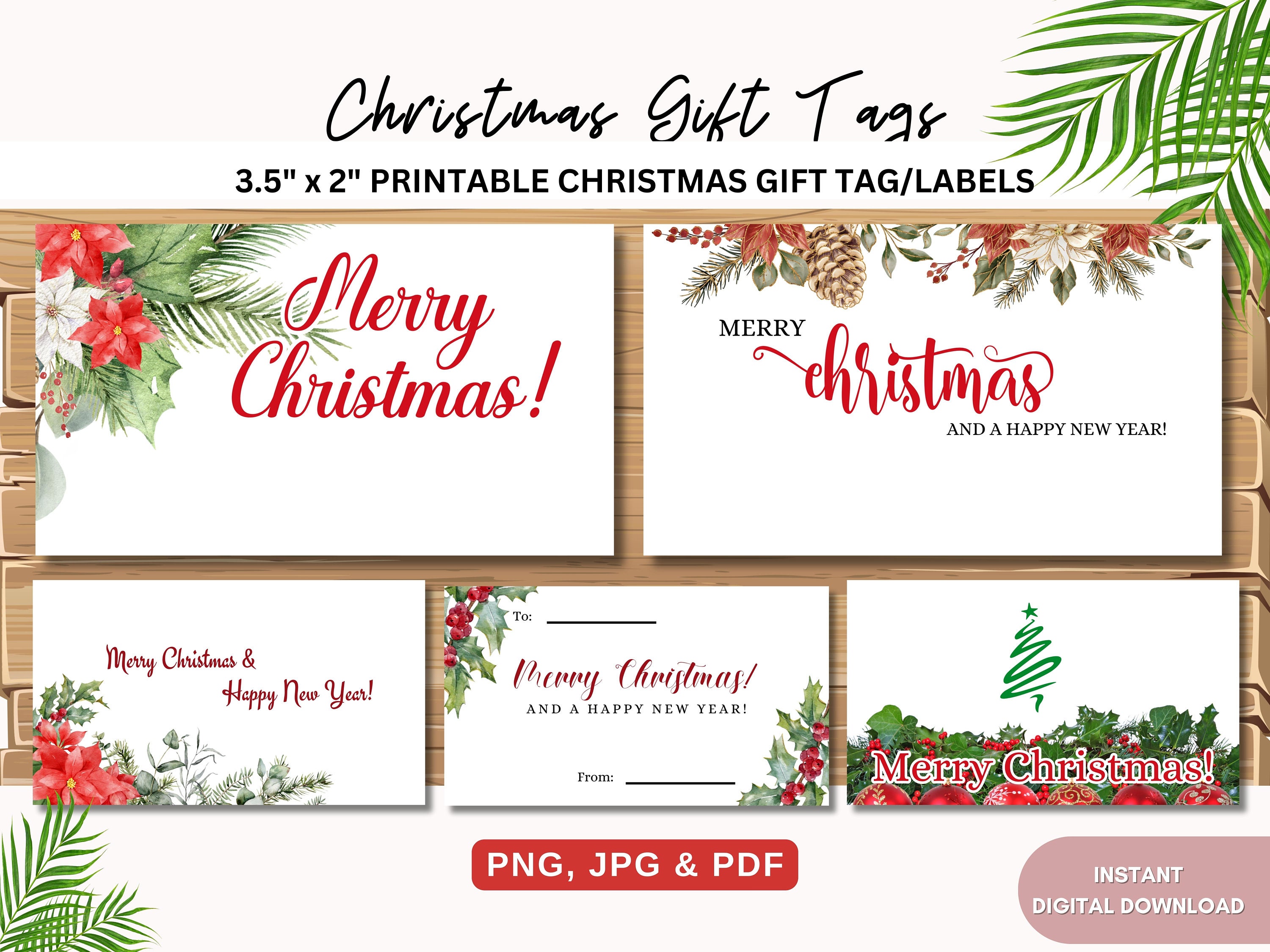 Printable Christmas Gift Tags in Pdf, Png & Jpg, Instant Download Party ...