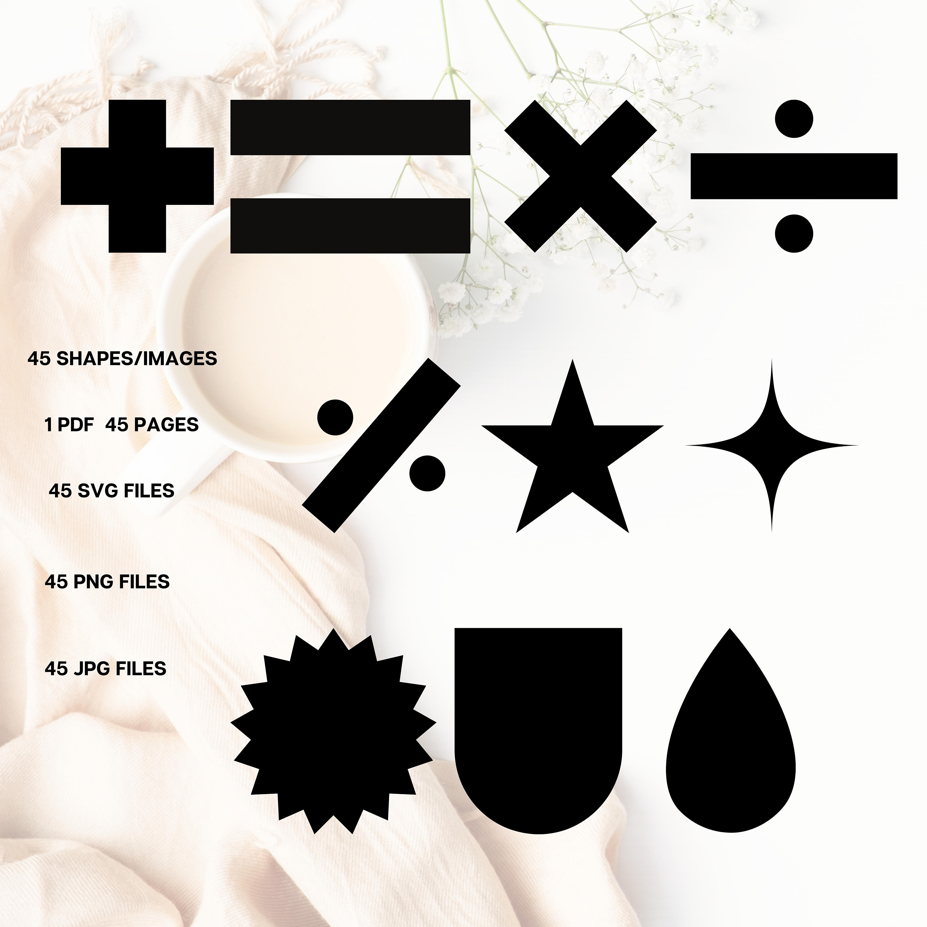 Basic Geometric Shapes Bundle, Svg, Pdf, Png & Jpg | Personal and ...