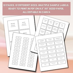 Printable and Editable Home Labels| Edit in Canva| 10 Label Sizes, 10 ...