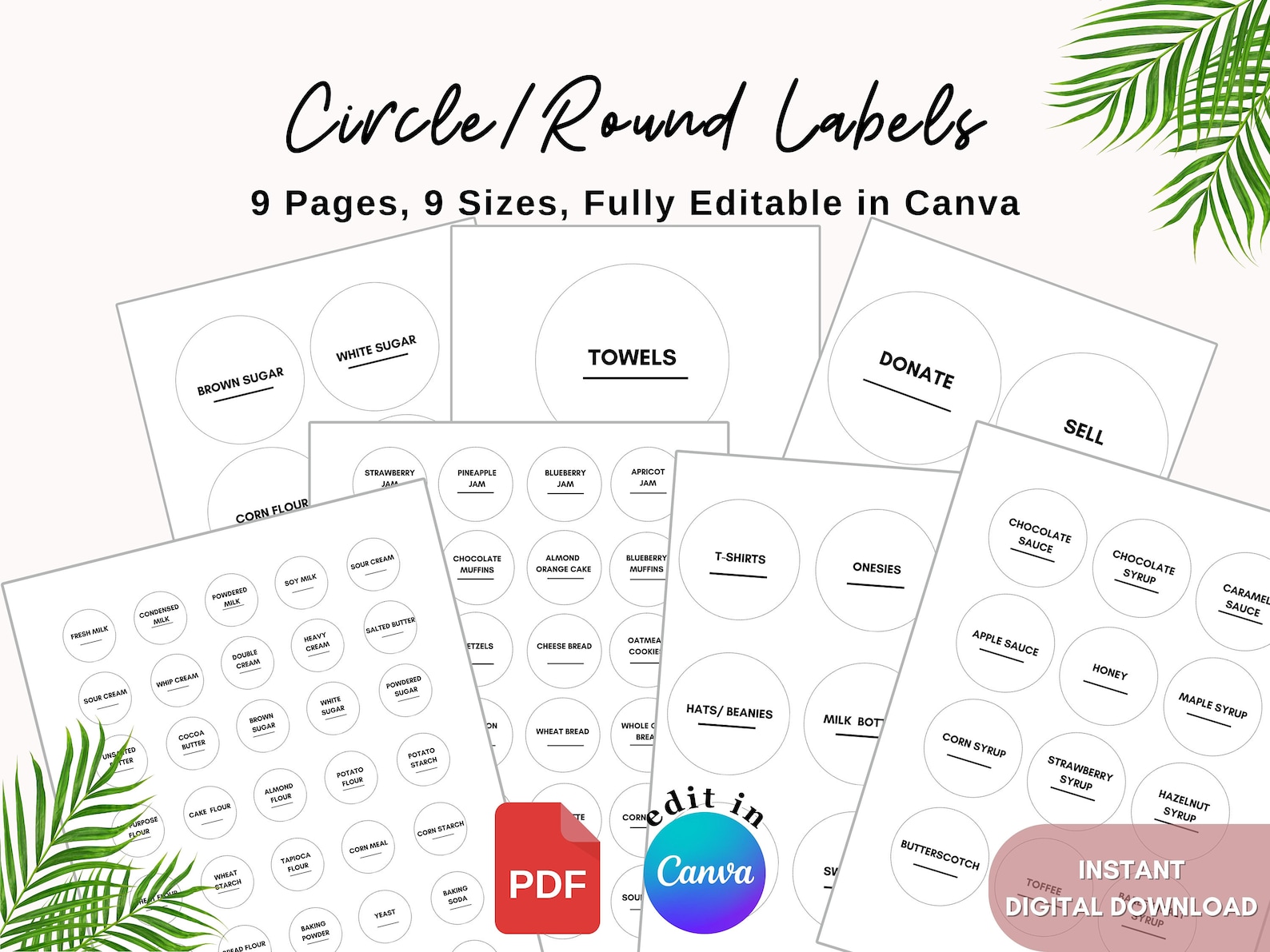Printable and Editable Round Label Templates, Edit in Canva, 9 Round ...