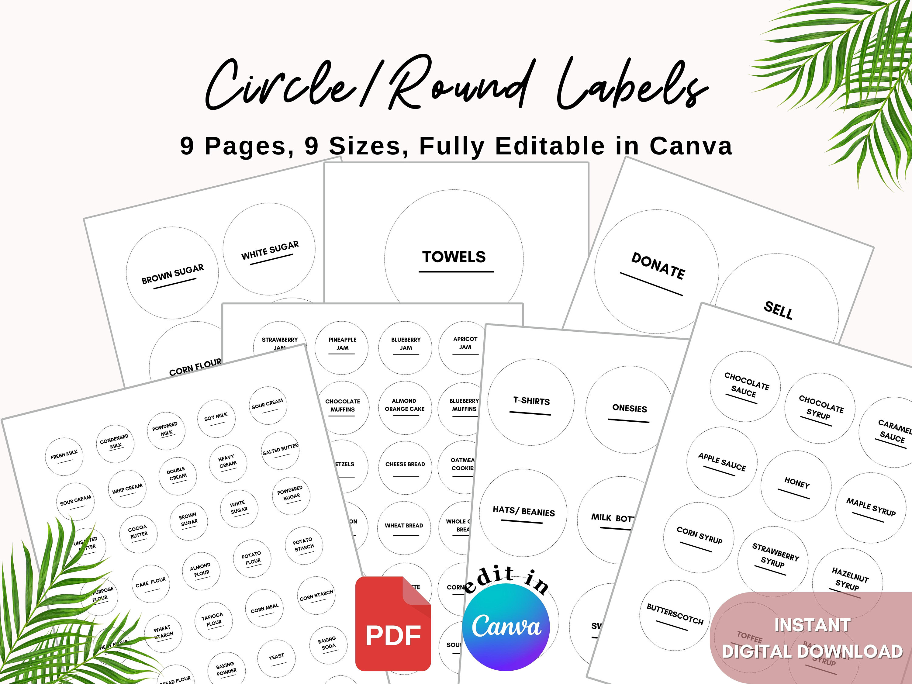 Printable and Editable Round Label Templates, Edit in Canva, 9 Round ...
