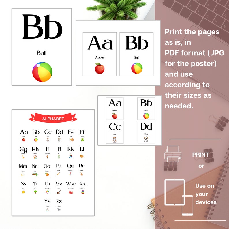 Alphabet Poster and Flash Cards Wall Decor Printable & Digital ABC ...