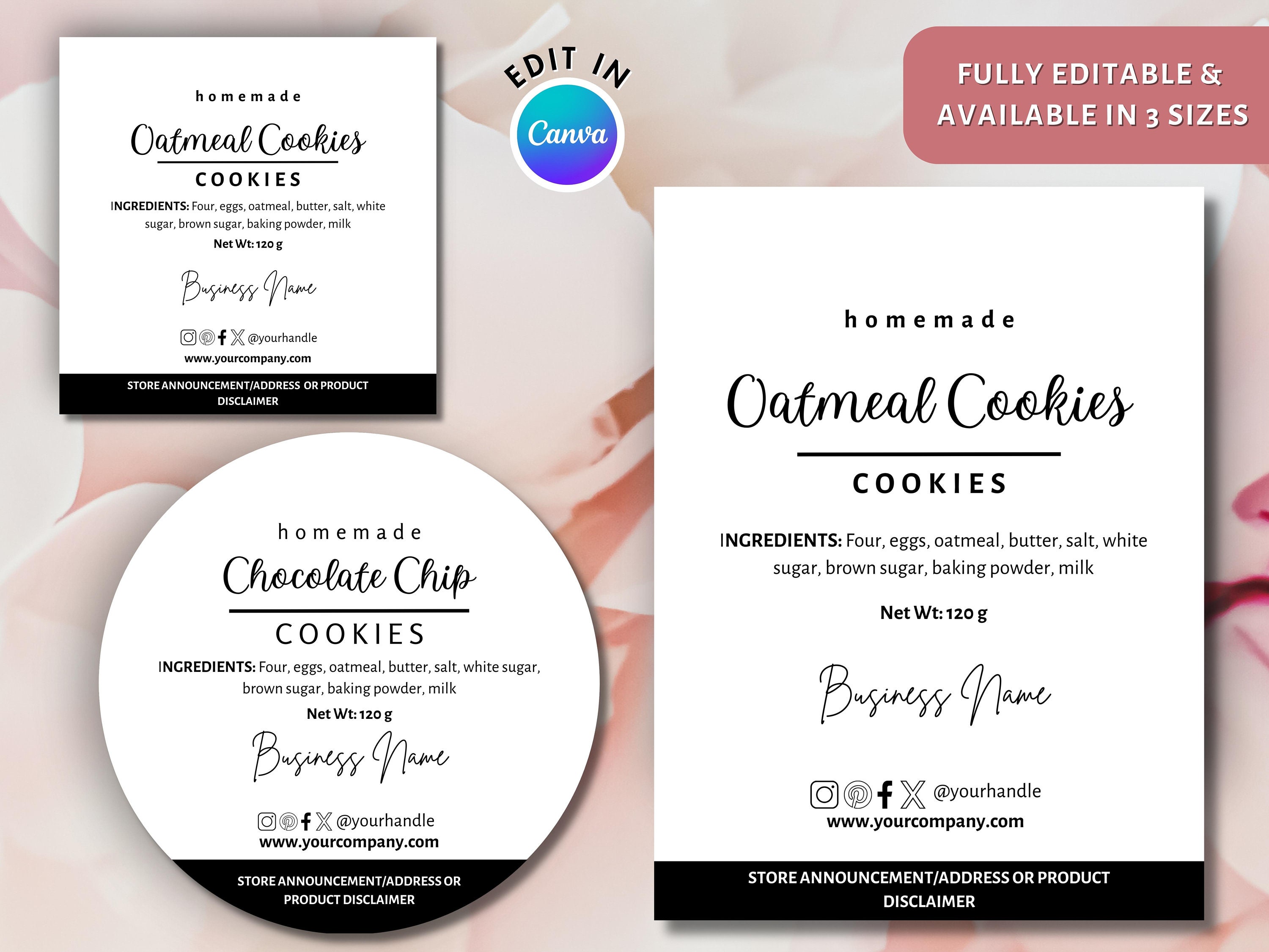 Home Baked Goods Label Template, Minimalist Practical Editable Labels ...